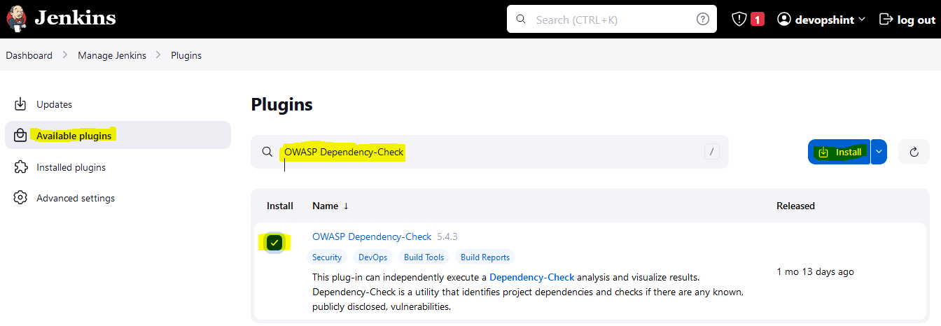 Integration of OWASP Dependency Check with Jenkins